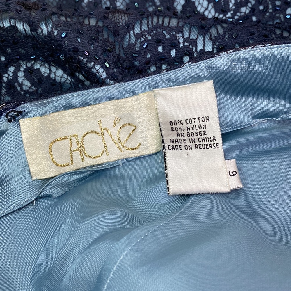 Cache Vintage Navy Lace And Light Blue Sateen Beaded … - Gem